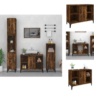 vidaXL Waschbeckenunterschrank R&auml;uchereiche 80x33x60 cm Holzwerkstoff - Badezimmerm&ouml;bel - Waschbeckenunterschrank - Holzschrank - Spiegelschrank