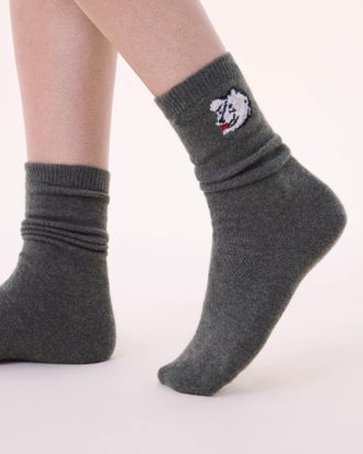 Kujten Chaussettes cachemire tricotage jacquard - Chaussettes Doggy