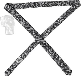 Dolce & Gabbana Black Trumpet Print Silk Adjustable Men Tied Necktie Tie