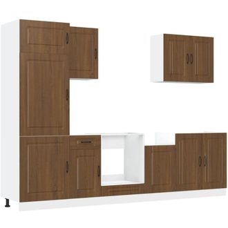 vidaXL 7-tlg. K&uuml;chenschrank-Set Kalmar Braun Eichen-Optik Holzwerkstoff vidaXL
