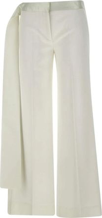 Victoria Beckham Femme, Pantalons, Blanc, Taille: 34 FR Pantalon blanc en m&eacute;lange de laine avec passepoil en satin