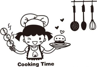 Amosfun 2st&uuml;cke Teiliges K&uuml;chen Wandtattoo M&auml;dchen Abziehbar Pvc Wandsticker F&uuml;r Glatte W&auml;nde Fliesen Fenster Kinderfreundliche Dekoration F&uuml;r K&uuml;che Und Resta