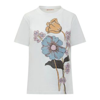 Marni Femme, Tops, Blanc, Taille: 38 FR T-shirt &agrave; imprim&eacute; floral