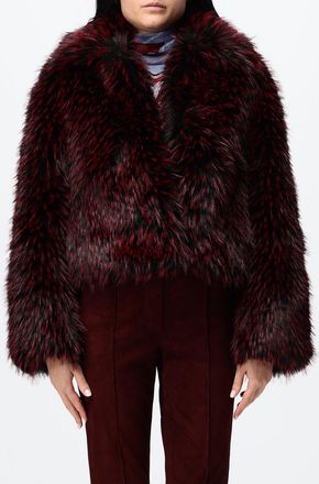 Diane Von F&uuml;rstenberg Cropped-Doppelreiher-Jacke aus Webpelz