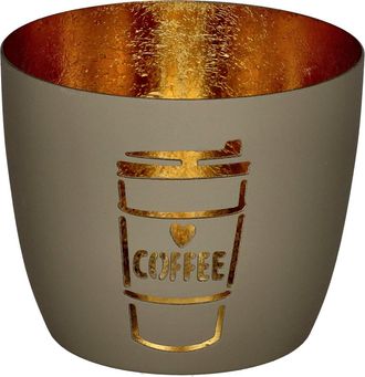 Giftcompany Madras Windlicht M Kaffee Becher Sandstone/Gold 8,5cm