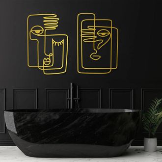 Generic Luxuri&ouml;se, minimalistische, abstrakte Wanddekoration aus Metall, hochwertige Wanddekoration f&uuml;r Zuhause, Picasso-Linienkunst, Gesicht, Linienkunst, Pi