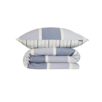 Schiesser Bettwäscheset Brody | 2-teilig | Gestreift | Feinbiber | 100% Baumwolle | Oeko-Tex Zertifiziert | Reißverschluss | 155x220cm + 80x80cm | Lavendel