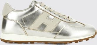 Hogan Athletic Sneaker aus silbernem laminiertem Leder mit kontrastierendem H-Logo