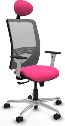 Piqueras y Crespo B&uuml;rostuhl Zulema mit wei&szlig;en und schwarzen Armlehnen, h&ouml;henverstellbarer Lendenwirbelst&uuml;tze und festem Kopfteil, ausgestattet mit 3 Positionen, Grau/Ro