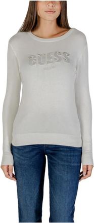 Guess Femme, Pulls, Blanc, Taille: 44 FR Pull à Manches Longues avec Strass