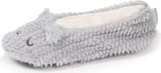 Isotoner Chaussons extra-light pantoufles Ballerines femme imitation fourrure, semelle antidérapante, 39/40 EU, gris