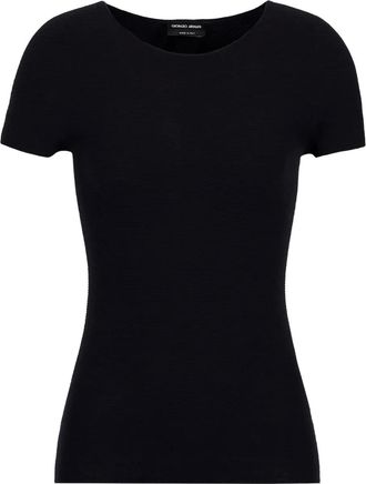 Giorgio Armani haut en maille à manches courtes - Bleu