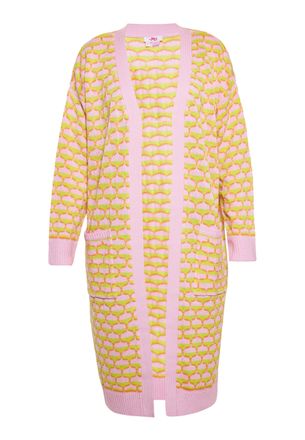 Mymo Strickjacke Damen Rosa Limone Orange