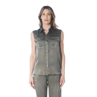 Caliban Femme, Blouses et Chemises, Vert, Taille: 46 FR Camicia senza maniche