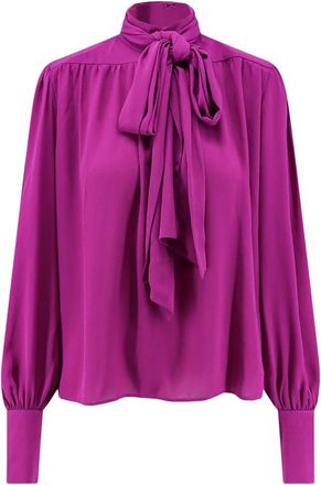 Actualee Chemise en satin &agrave; &eacute;paules rembourr&eacute;es - Femme - Blouses et Chemises - Violet - Taille: 38 FR