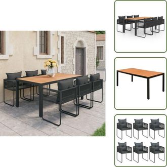 vidaXL The Living Store 7-tlg. Garten-Essgruppe PVC Rattan Schwarz und Braun - Gartenm&ouml;bel