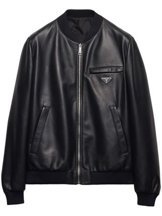 Prada veste bomber en cuir - Noir
