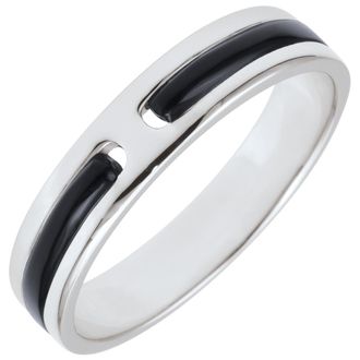Edenly Trauring Versprechen - Gold und schwarzer Lack - 5mm - 18 Karat