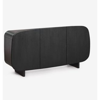 Sklum Agathe Sideboard aus Mangoholz 160x40 cm Schlichtes Schwarz