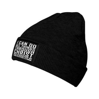 Generic Anti-Transpiration Beanie pour Homme, Philippiens 4:13 Verset Foi Religieux, Unisexe Chapeau dhiver Tricot&eacute;, Bonnets en Tricot pour Ski, Adultes, Cycl