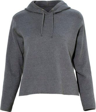 Ulla Popken Wollpullover Strick-Hoodie Boxy Fit Kapuze Langarm Biobaumwolle