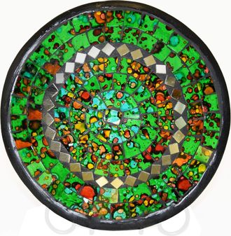 Simandra Mosaikschale Tonschale Glasschale Dekoschale Mosaik Kunsthandwerk Glassteine Deko rund Spiegel L Farbe Grün