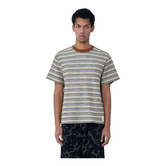 Brain Dead Homme, Tops, Beige, Taille: XL T-shirt &agrave; rayures col rond