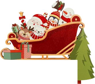 Generico Dekorativer T&uuml;rrahmen f&uuml;r Weihnachten - T&uuml;rrahmen Pinguin Weihnachtsmann Rentier aus Holz - Weihnachtsdekoration f&uuml;r Weihnachten, lustige Weihnachtsde