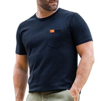 Generic T-shirt pour homme coupe ajust&eacute;e - T-shirt &agrave; col rond - Avec poche de poitrine - Couleur unie - T-shirt de sport respirant - Doux - Chemise de travail