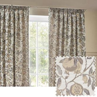 furn. Wylder Tropics Granatapfel Floral Jacquard Bleistift Faltenvorh&auml;nge