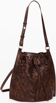 Desigual Sac &agrave; dos moyen tress&eacute; &agrave; cordons - Marron