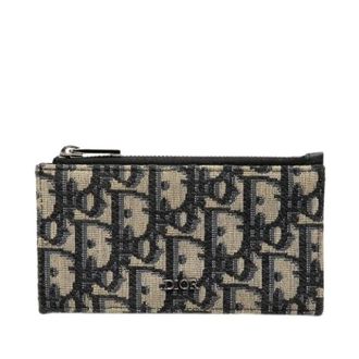 Dior Porte-cartes pr&eacute;-poss&eacute;d&eacute; Oblique Jacquard - Femme - Pre-owned - Beige - Taille: ONE Size