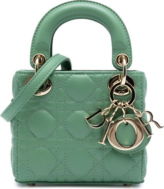 Dior Green Micro Lambskin Cannage Lady Dior