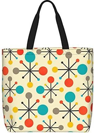 Generic Sac Fourre-Tout Moderne Du Milieu Du Si&egrave;cle, Ann&eacute;es Cinquante Sac Tissu R&eacute;utilisable Lavables Sacs En Toile Pour Femmes, Pour Shopping, &Eacute;cole, Voyage,