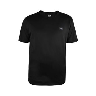 C.P. Company C.p. Company, Homme, Tops, Noir, Taille: S T-shirt Logo 70/2 en Jersey L&eacute;ger Merceris&eacute; C.p. Company