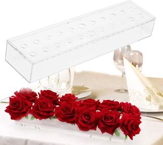 Generic Acryl Blumenkasten - Transparente Rechteckige Blumenvasen, Moderne Heimdekoration mit 18 L&ouml;chern, Innen Blumenvase f&uuml;r B&uuml;cherregal, Esstisch