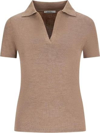 Max Mara Femme, Tops, Brun, Taille: 42 FR Albero Ribbed Polo