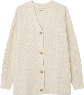 Springfield Damen 1348621 Strickjacke mit Zopfmuster, Elfenbein, S