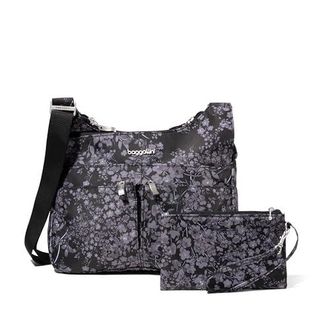 Baggallini Sac à bandoulière pour femme, taille unique, Hortensia noir, Taille unique
