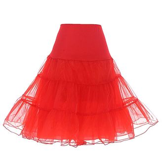 Dresstells Petticoat Unterrock Damen Reifrock Karneval Dirndl Rot 1950er Rockabilly Kleider Pettycode Kurz T&uuml;llrock Fasching Kost&uuml;m Red L