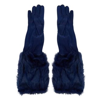Alberta Ferretti Elegante und praktische dunkelblaue Lederhandschuhe - - Accessories - Damen - Blau - 9 IN