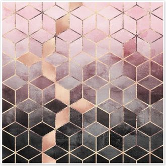 Posterlounge Rosa und graue Würfel Poster von Elisabeth Fredriksson 40 x 40 cm Rosé Wandbilder Wanddeko