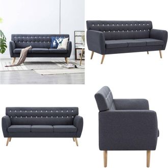 vidaXL 3-Sitzer-Sofa Stoff 172x70x82 cm Dunkelgrau - 3-Sitzer Sofa - Wohnlandschaft - Couch - Gemütliches Sofa - Dunkelgraues Sofa - Home & Living