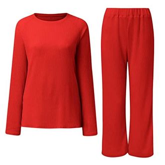 Generic Ensemble Jogging Femme Styl&eacute; Tricot Ensemble Hiver Femme 2 Pi&egrave;ces Oversize D&eacute;contract&eacute;e Randonn&eacute;e Sportswear &Agrave; Manches Longues Haut + Running Pantalon