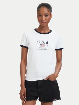 Guess T-Shirt W6YI16 K3995 Wei&szlig; Slim Fit