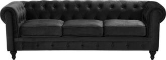 Beliani Klassisches Chesterfield Sofa Samtstoff Polstersofa schwarz Chesterfield