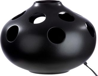 Gilde Deko Keramik Lampe - Tischlampe Dekoration Wohnzimmer - matt schwarz - Höhe 23 cm Ø 33,5 cm