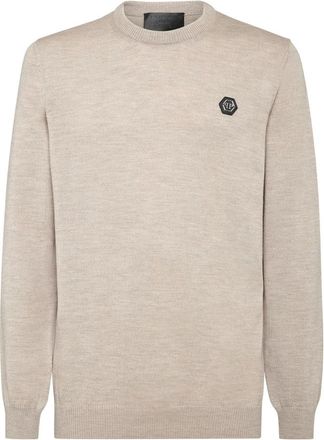 Philipp Plein Homme, Pulls, Beige, Taille: 2XL Mko1013 Pullover Round Neck