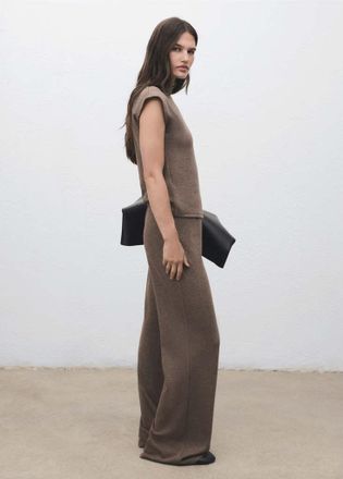 Mango Strickhose mit elastischem Taillenbund mittelbraun - Damen - M - MANGO