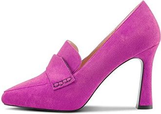 Castamere Femmes Aiguille Haut High Talon Heel Fermé Pointu Bout Escarpins Slip-on Bureau Party Clear Cute Chaussures 10 CM Heels Magenta Rouge 36 EU